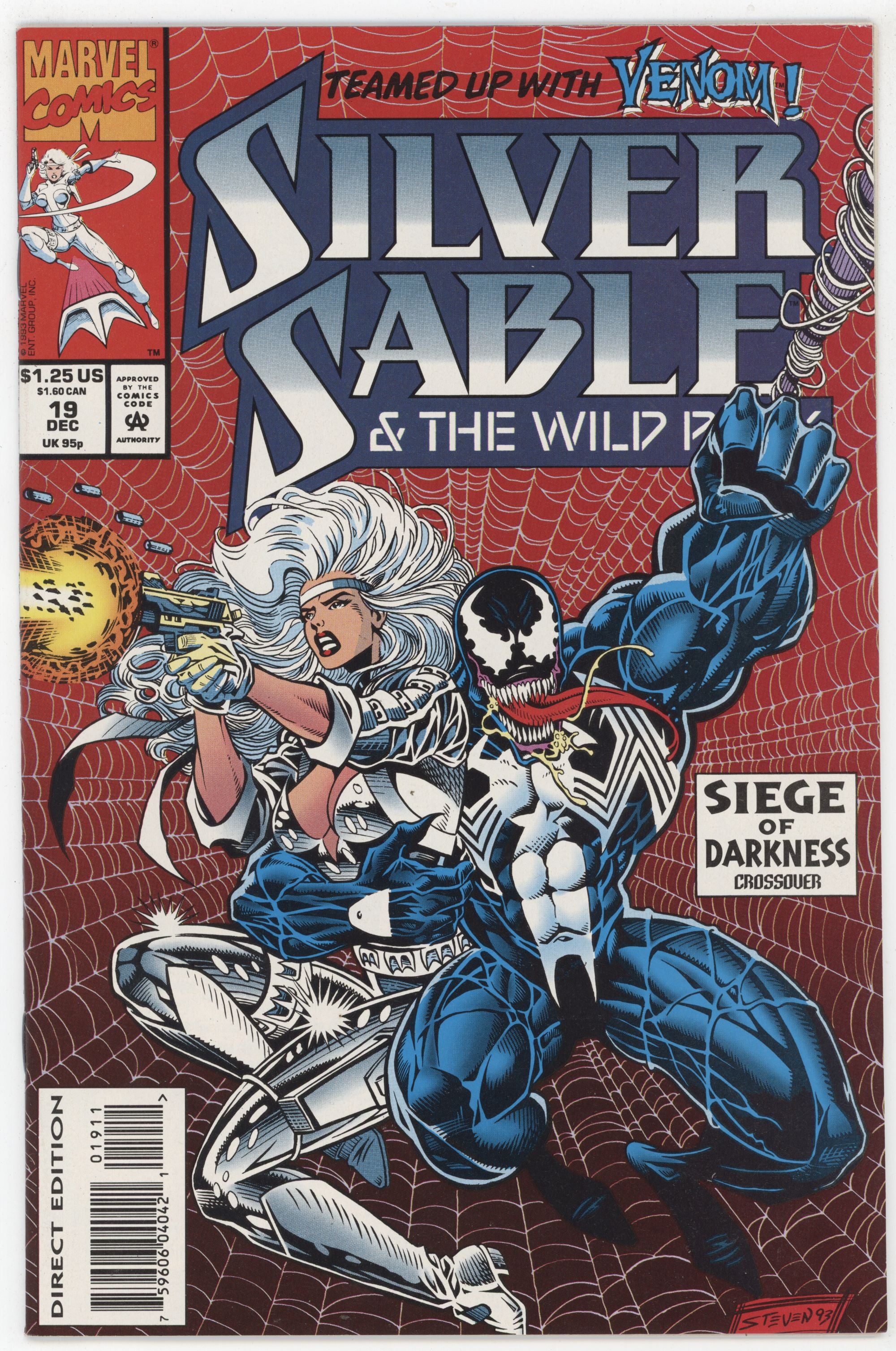 Silver Sable And The Wildpack 19 Marvel 1993 NM Venom Siege Of Darkness ...