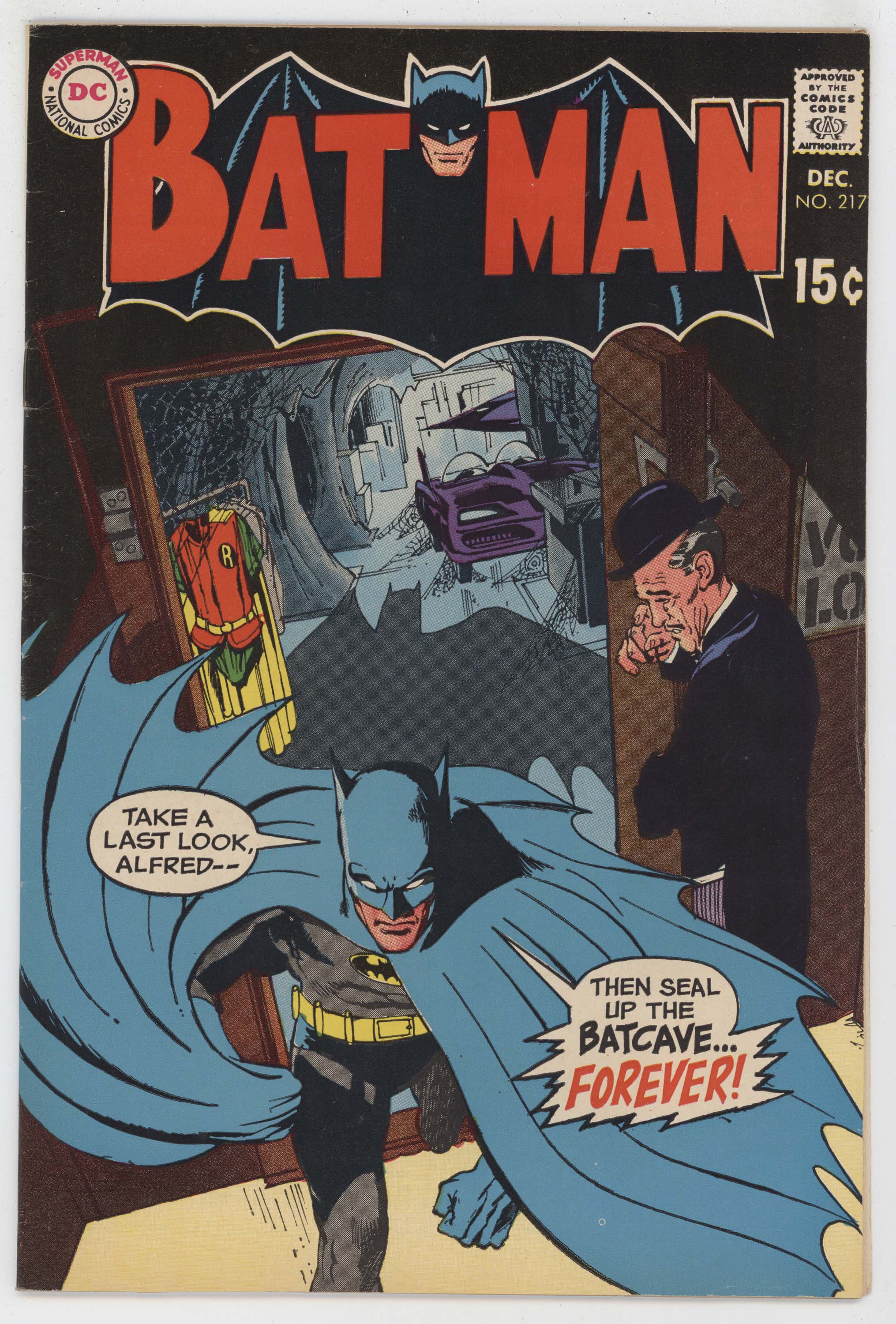 Batman 217 DC 1969 VF Neal Adams Robin Batcave Alfred – Golden Apple Comics