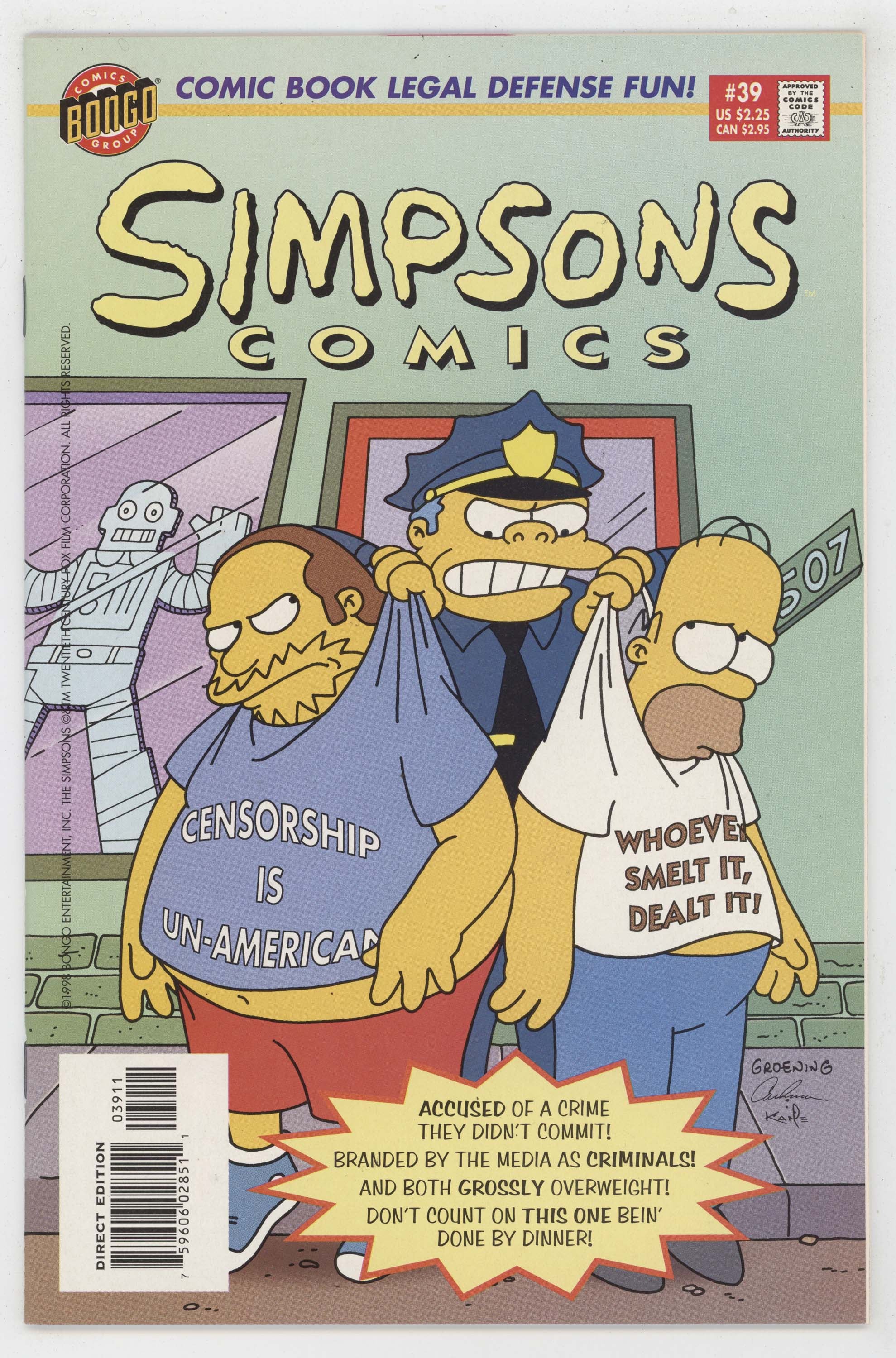 Simpons Comics 39 Bongo 1998 NM Nick Fury 1 Homage Radioactive Man ...