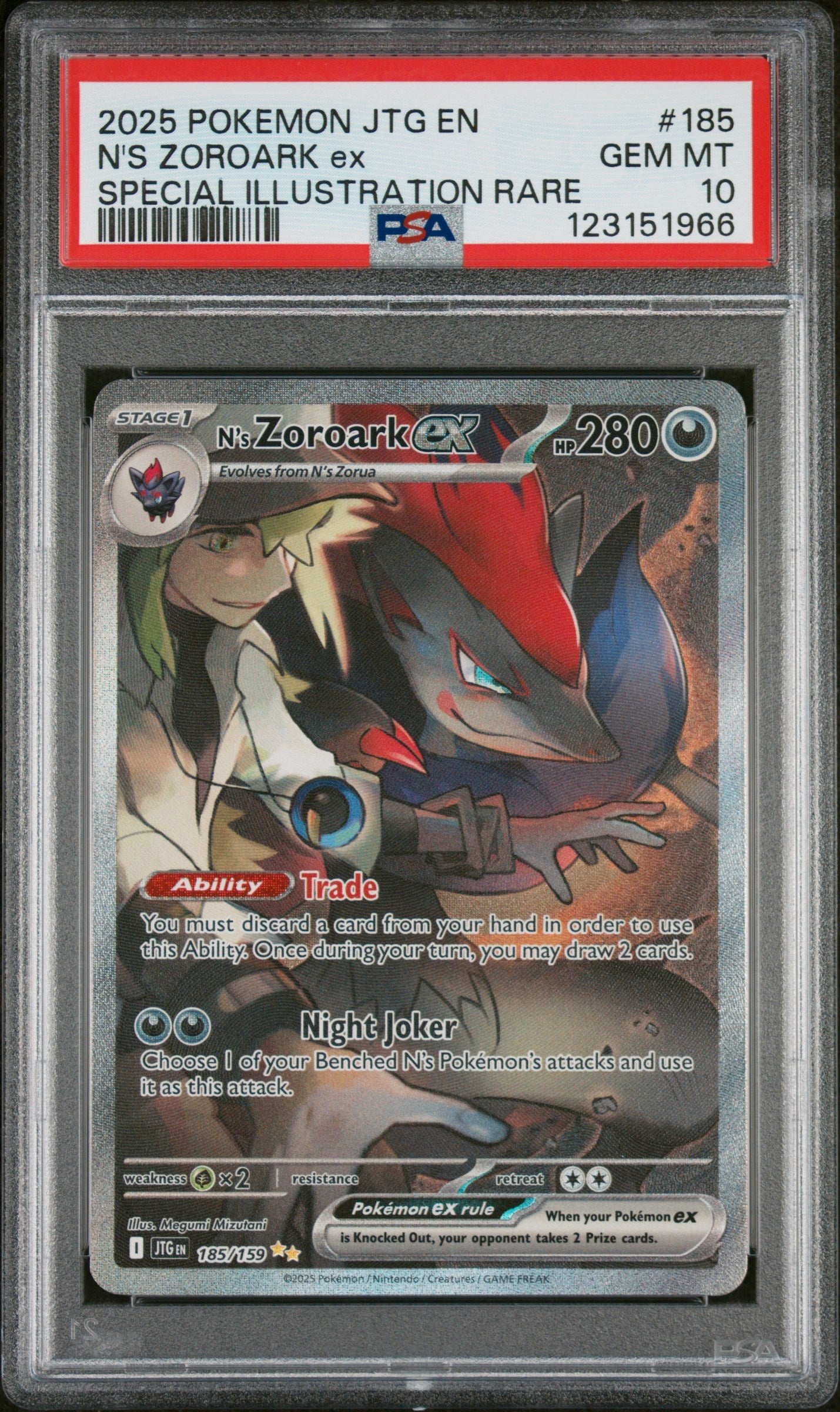 2025 Pokemon Journey Together SIR N'S Zoroark Ex 10 PSA #185 | Golden ...