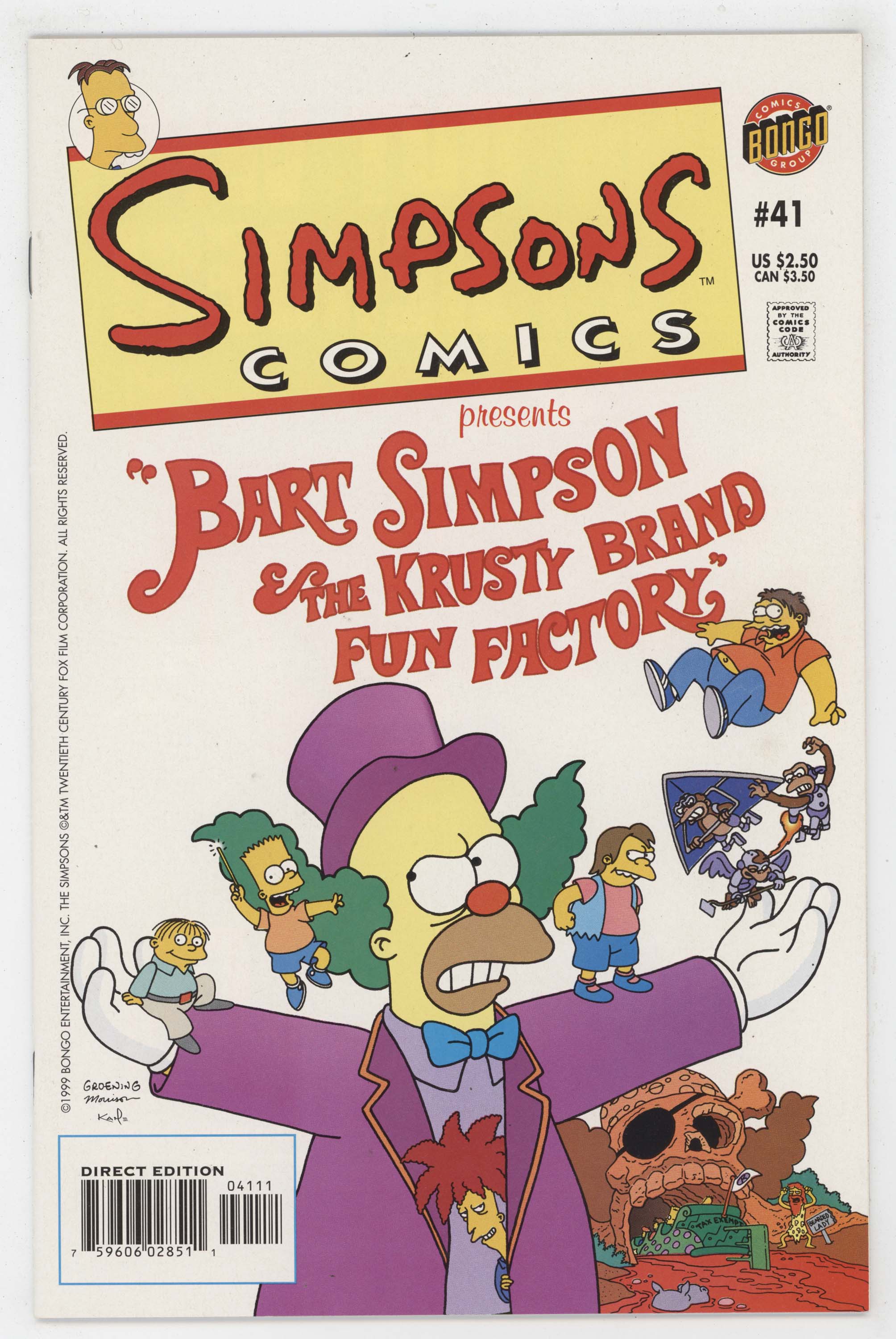 Simpons Comics 41 Bongo 1999 NM Krusty Willy Wonka Bart – Golden Apple ...