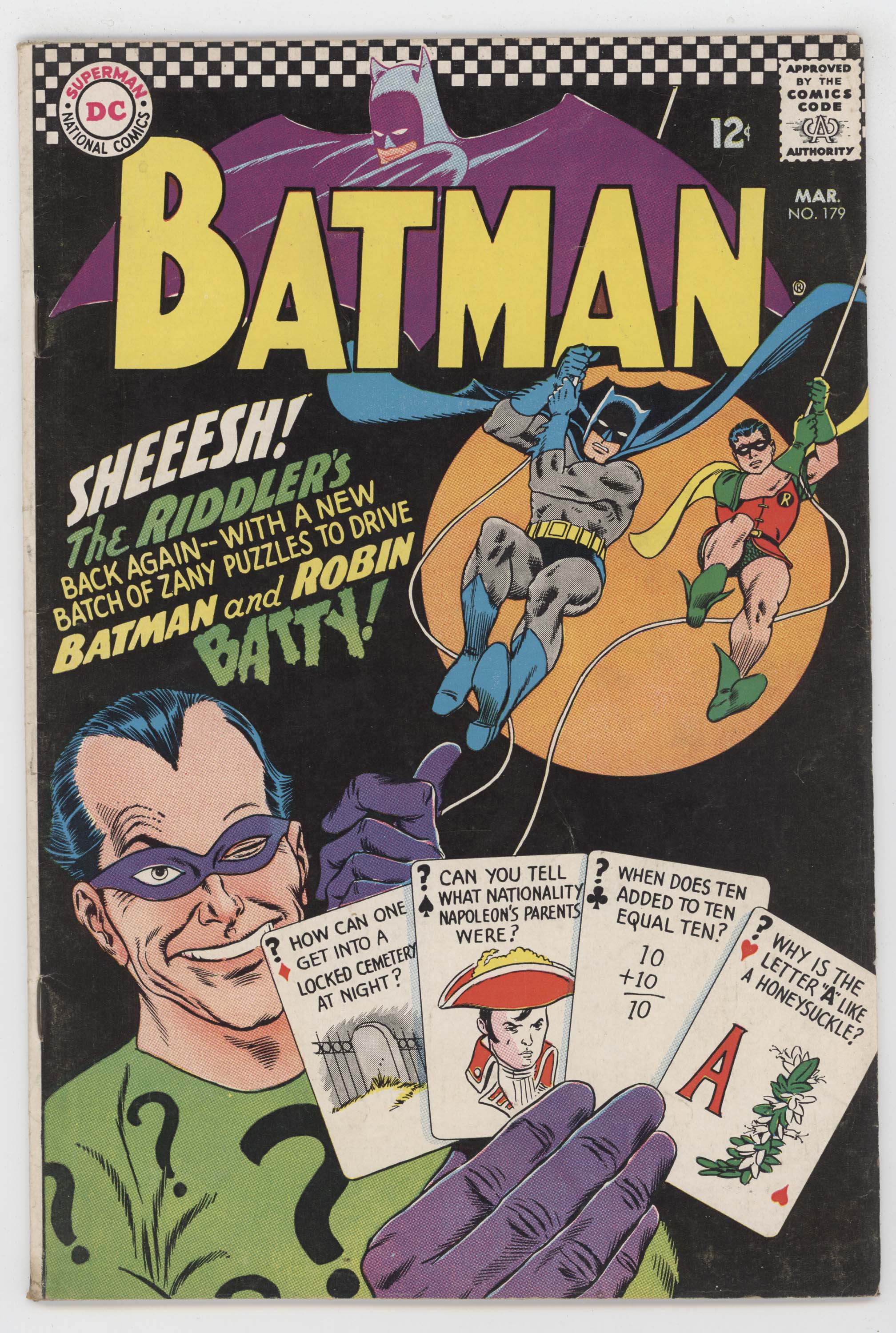 Batman 179 DC 1966 FN Gil Kane 2nd Riddler Robin Playing Cards – Golden ...