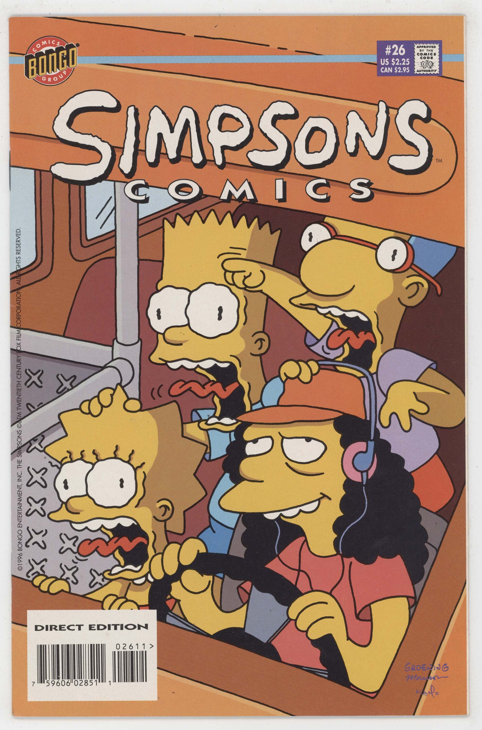 Simpons Comics 26 Bongo 1996 NM Bart Lisa Milhouse Otto – Golden Apple ...