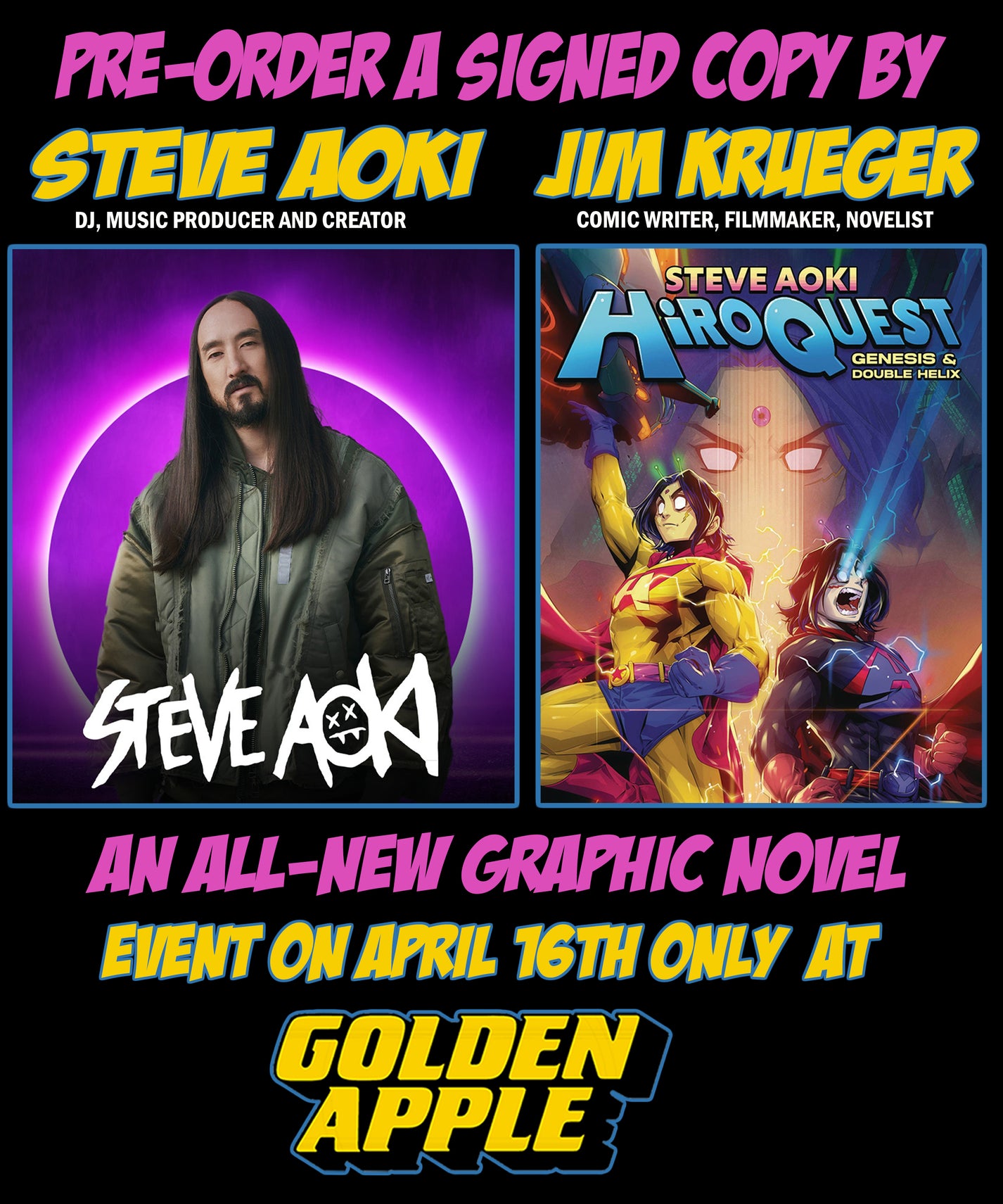 Steve Aoki Presents Hiroquest Genesis & Double Helix TP SIGNED 2x AOKI – Golden Apple Comics