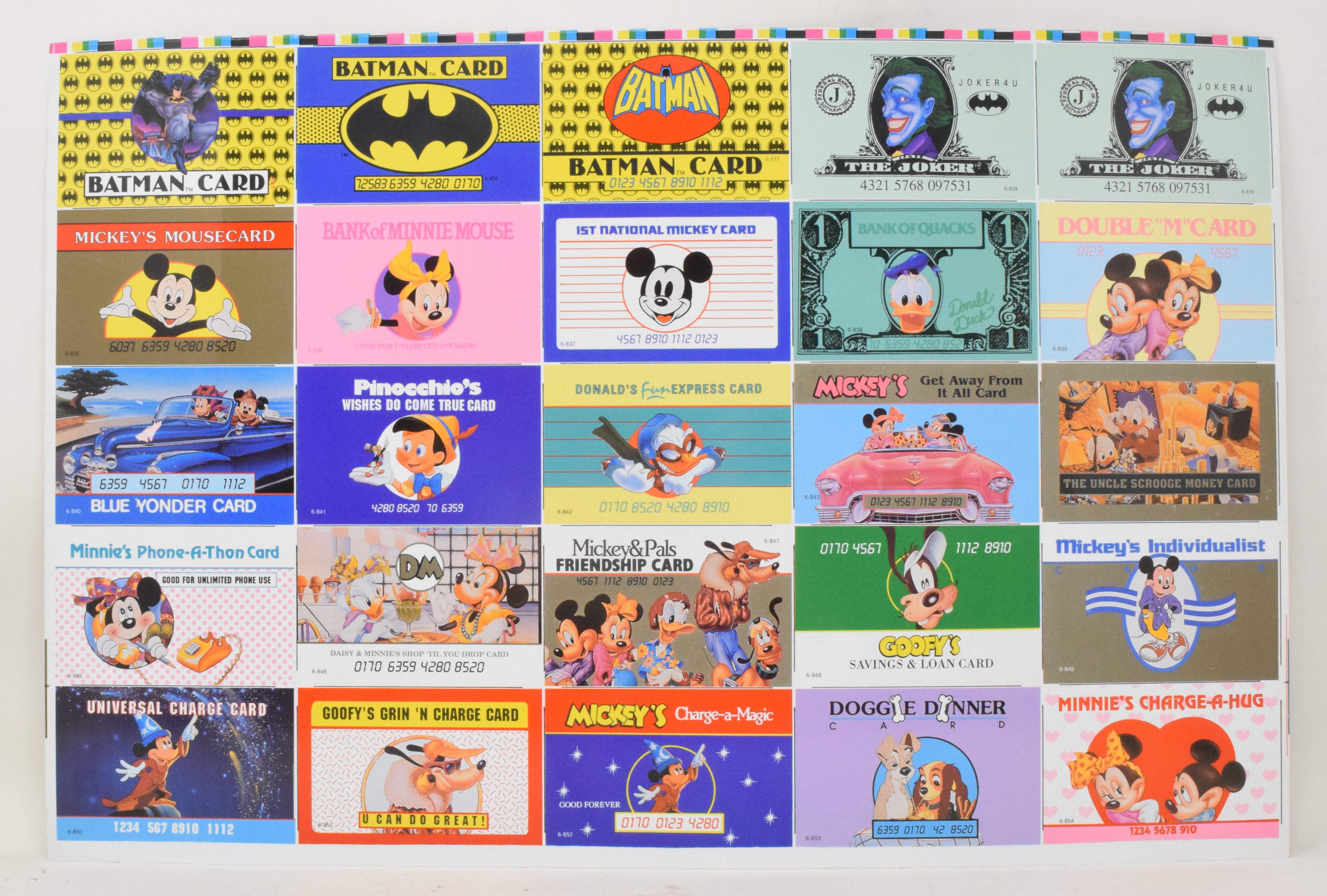 Disney OSP Faux Credit Card Joker Batman Mickey Mouse Uncut Sheet ...