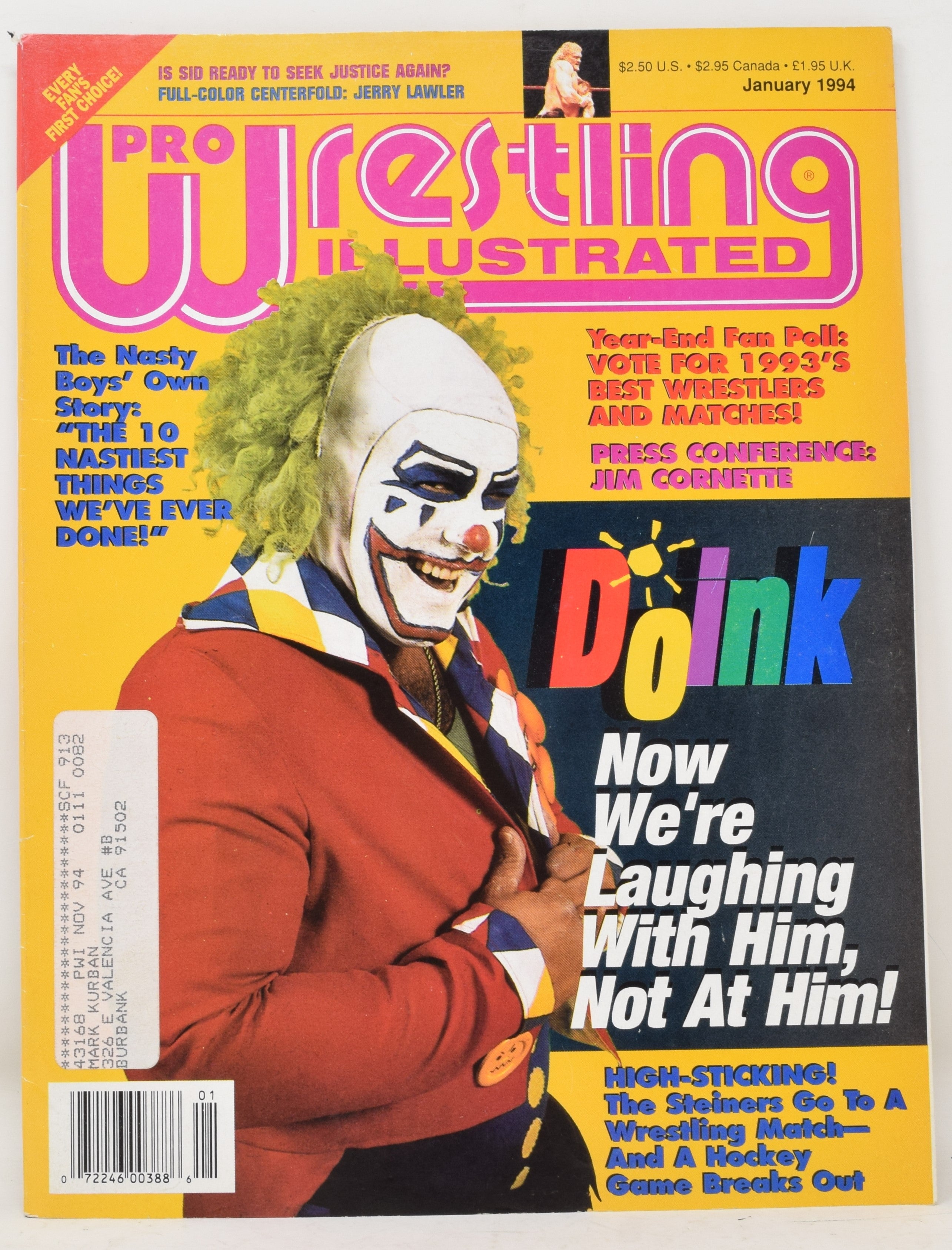 Pro Wrestling Illustrated Magazine January 1994 VF WWE WWF Doink ...