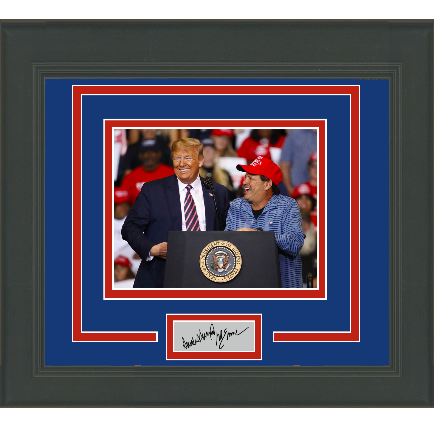Framed Mike Eruzione Donald Trump Facsimile Laser Engraved Signature ...