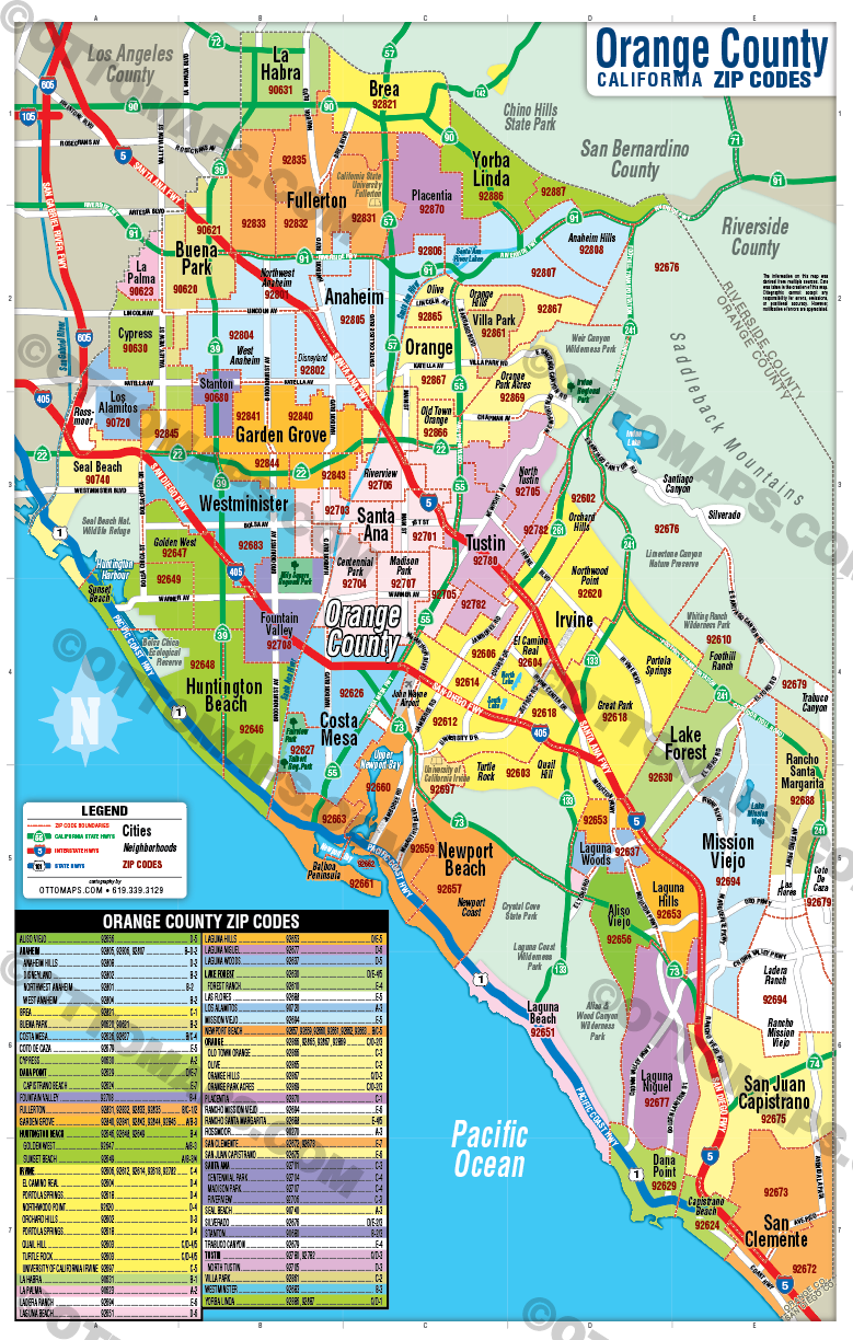 Orange County Zip Code Map - Cities colorized - POSTER PRINTS – Golden Apple Comics