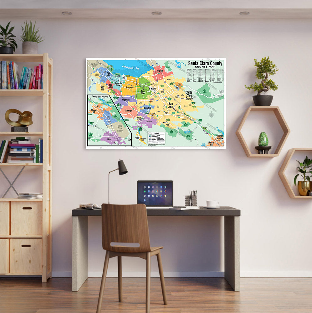 Santa Clara County Map (no zip codes) - POSTER PRINTS | Golden Apple Comics