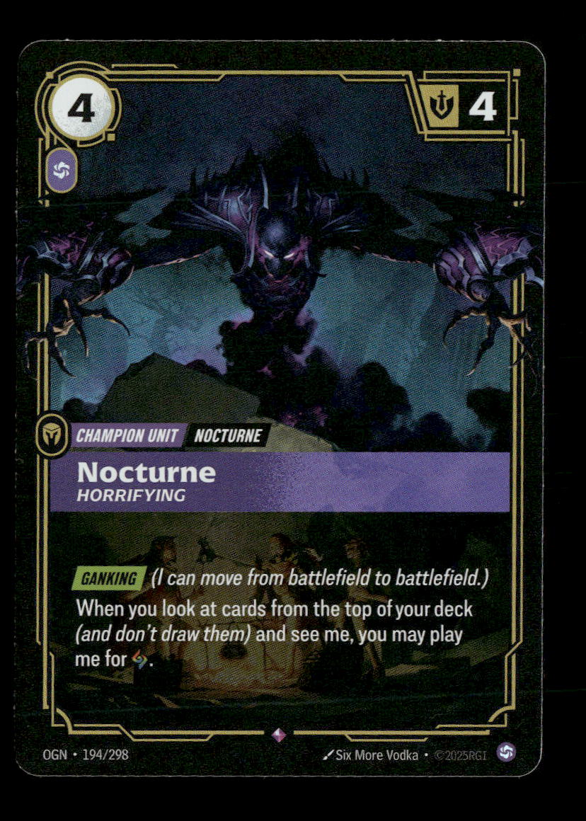 Nocturne - Horrifying #194/298 Foil Rare - Riftbound Origins TCG ...